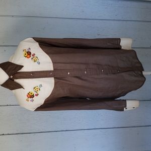 Vintage | Shirts | Vintage Western Shirt Floral Flowers Larry Mahans ...